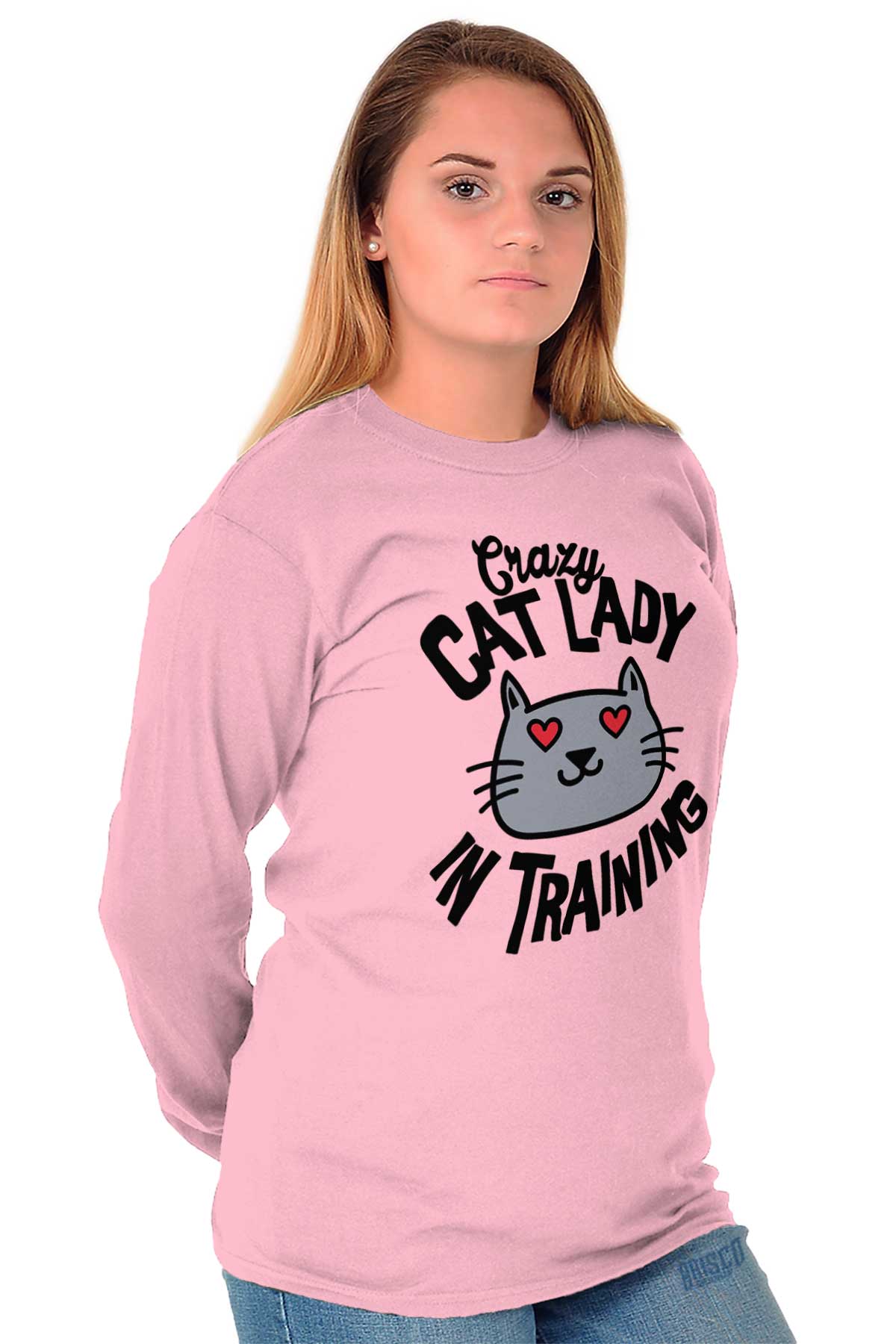 Crazy Cat Lady In Training Funny Nerd Gym Long Sleeve T-Shirts Tee For ...