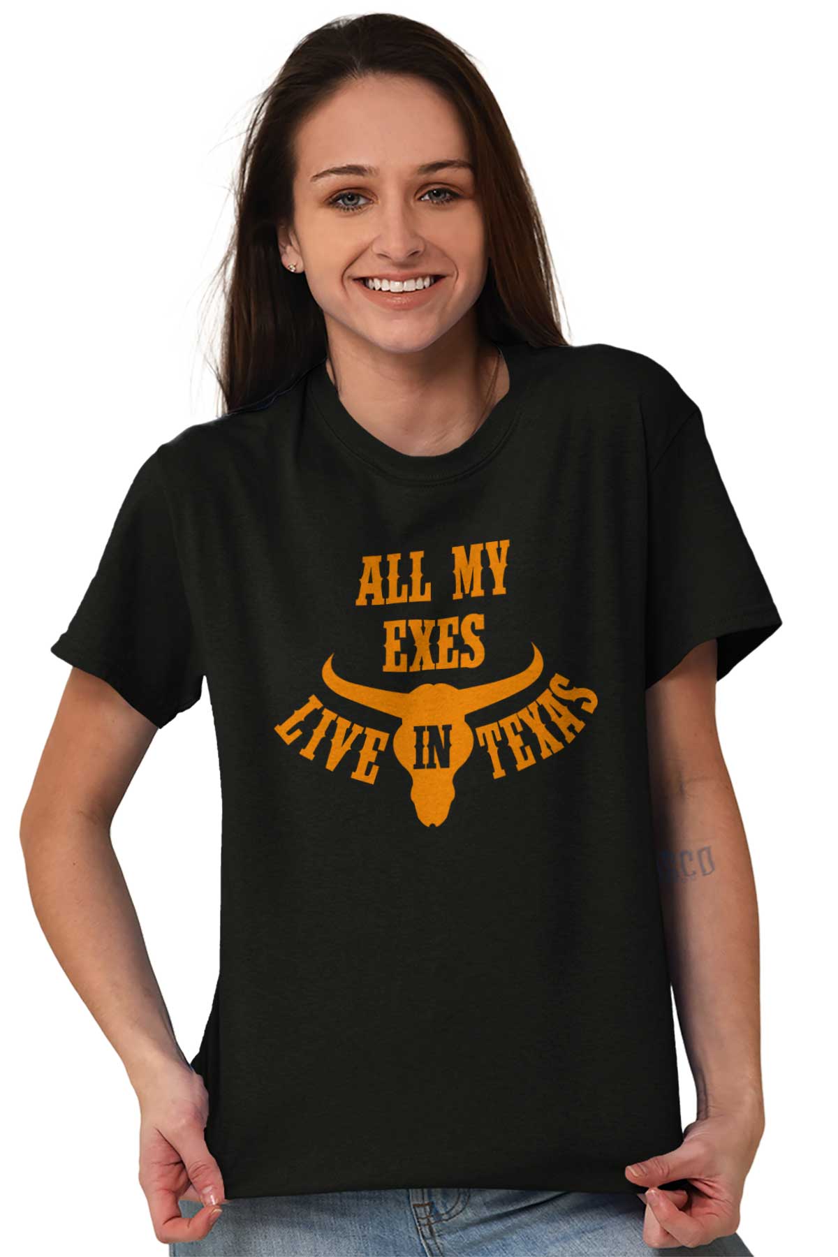 All My Exes Live In Texas Novelty Humor T Short Sleeve T Shirt Tees
