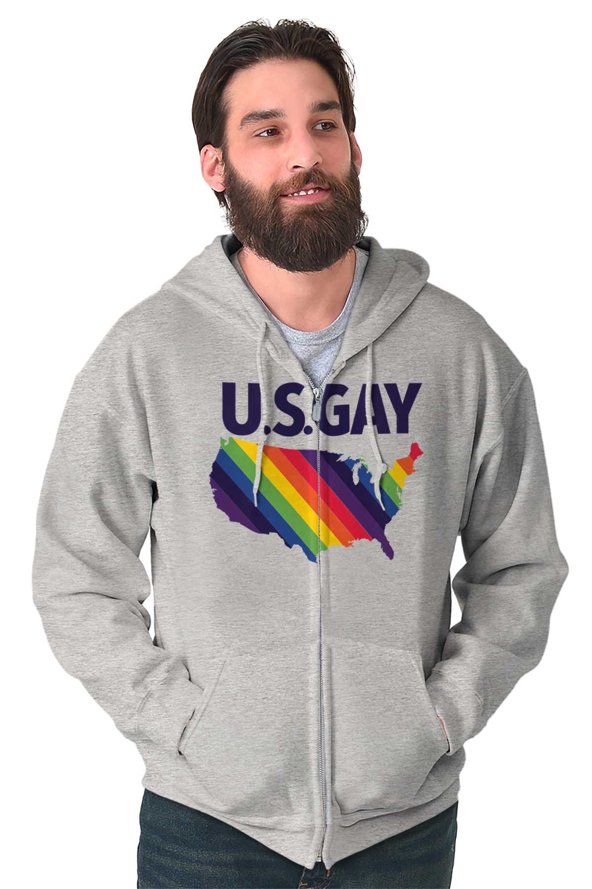 Funny Gay Pride Rainbow Patriotic Lgbtq T Sweatshirt Zip Up Hoodie