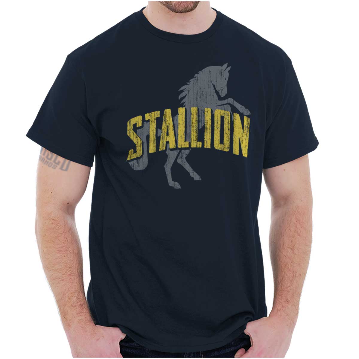 Sarcastic Attitude Proud Italian Stallion Mens Casual Crewneck T Shirts ...